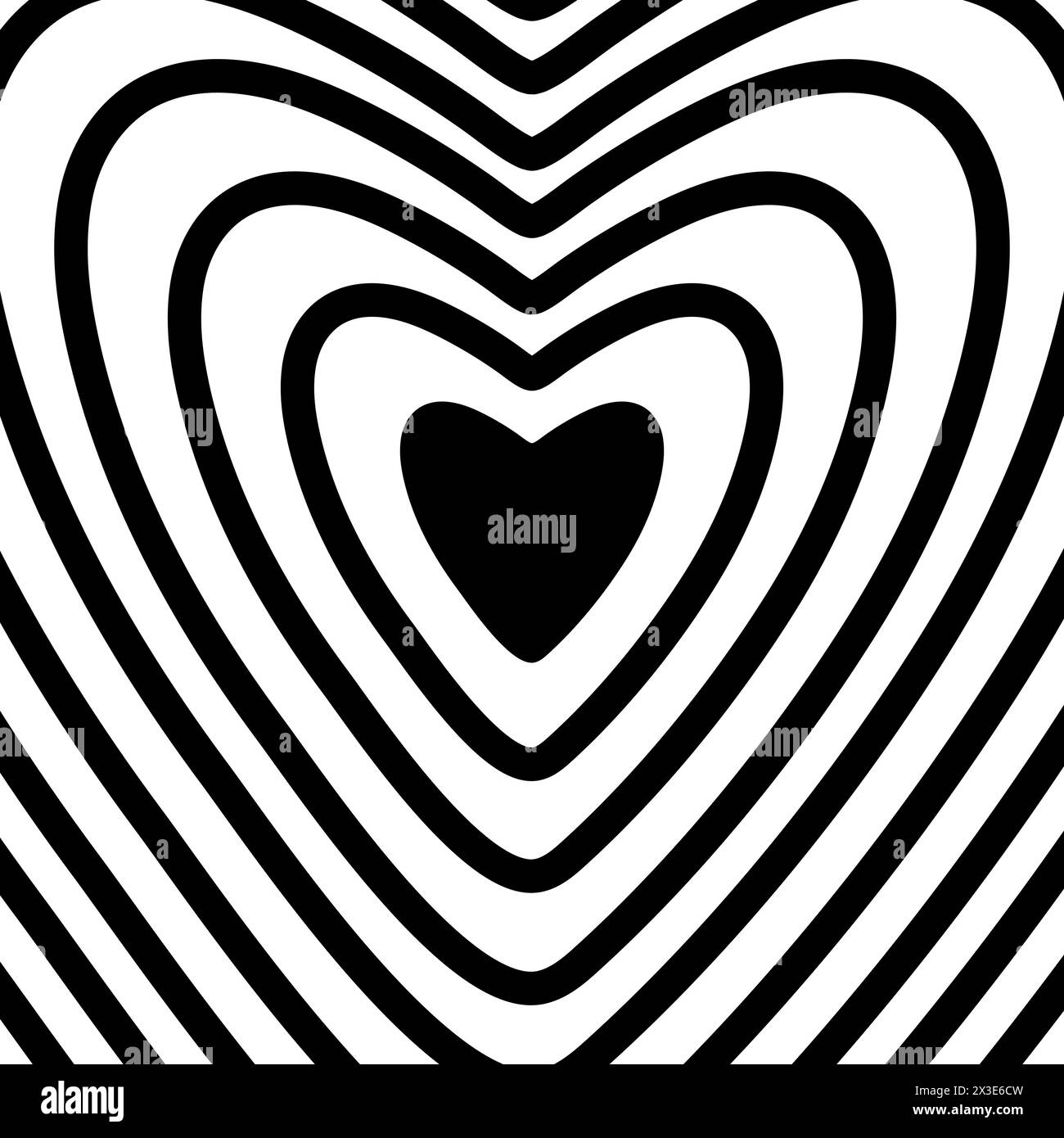 Groovy retro backgrounds with heart shapes. Monochrome colors. Vector ...