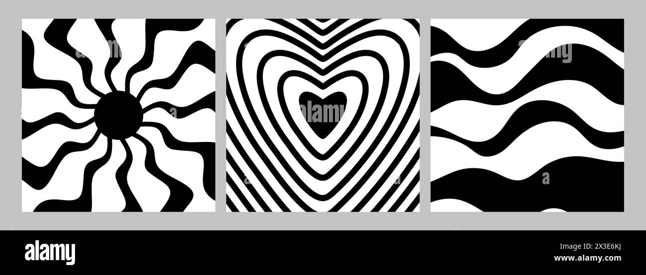 Retro groovy wavy sun Black and White Stock Photos & Images - Alamy