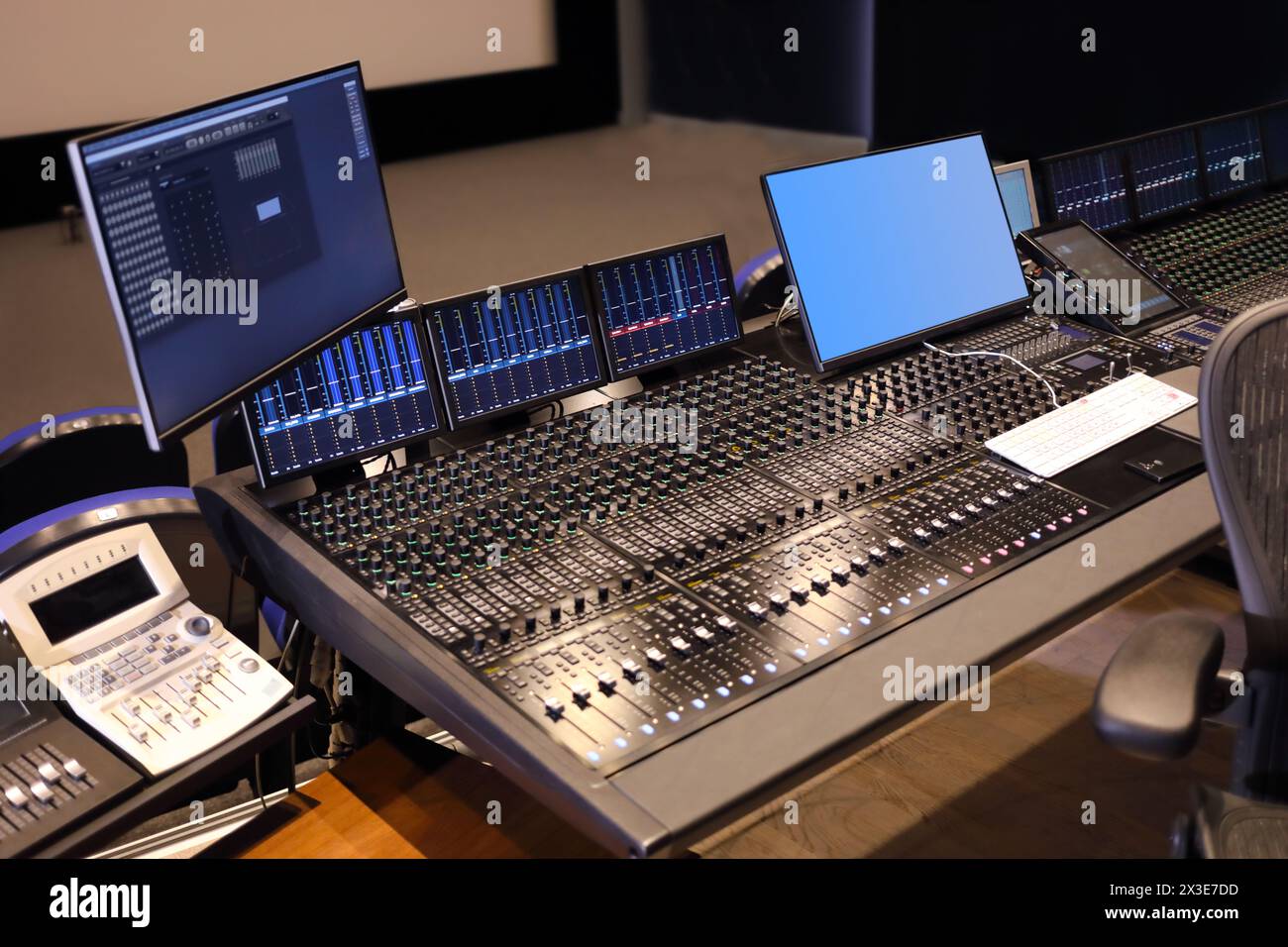 Modern recording studio with special equipment - many equalizers and ...