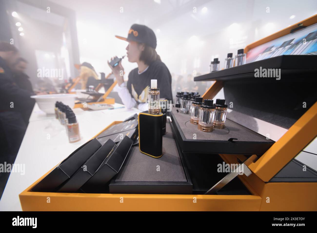 boy with E-cigarettes at Vapexpo - international exhibition and ...
