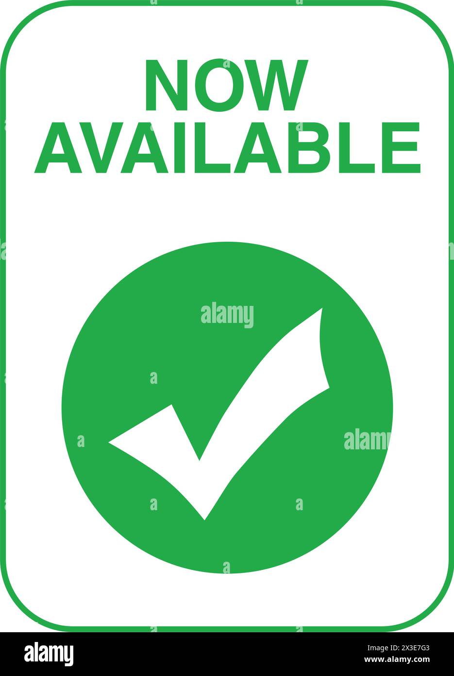 Green now available banner with a checkmark on a white background Stock ...