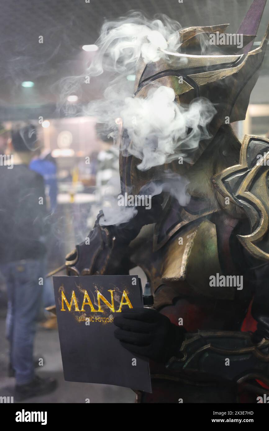 MOSCOW - DEC 10, 2016: Man in vape robot costume at Vapexpo MOSCOW ...