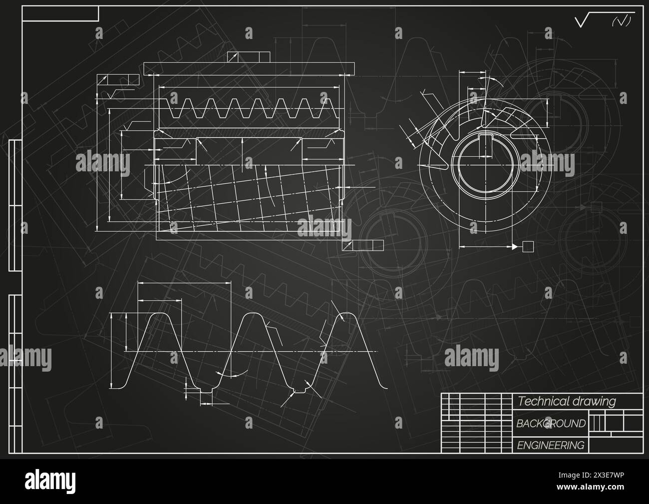 Mechanical engineering drawings on light background. Cutting tools ...