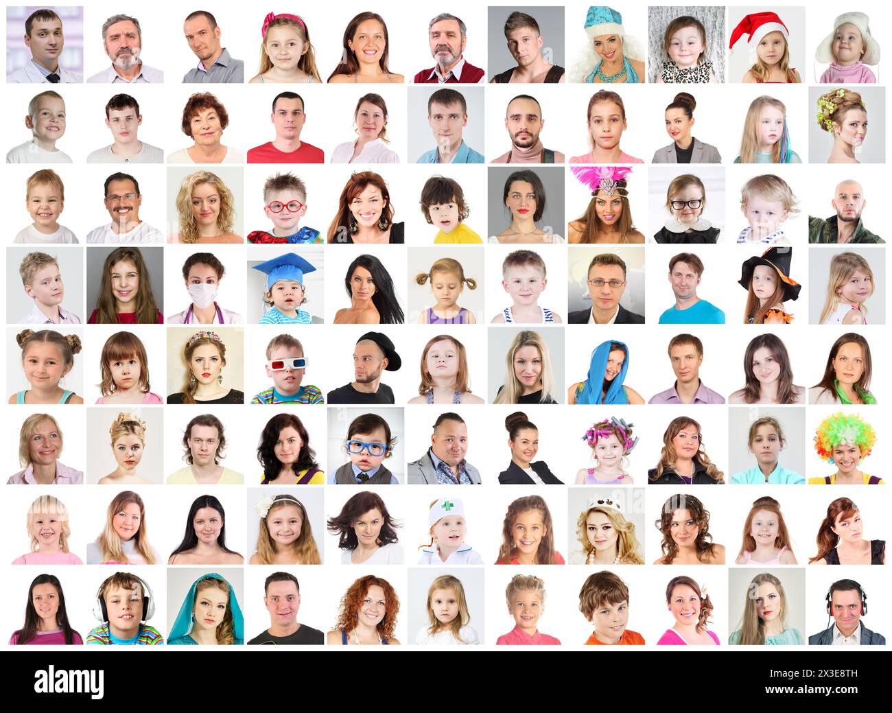 88 faces - children, adults, teens, seniors, collage with 56 models ...