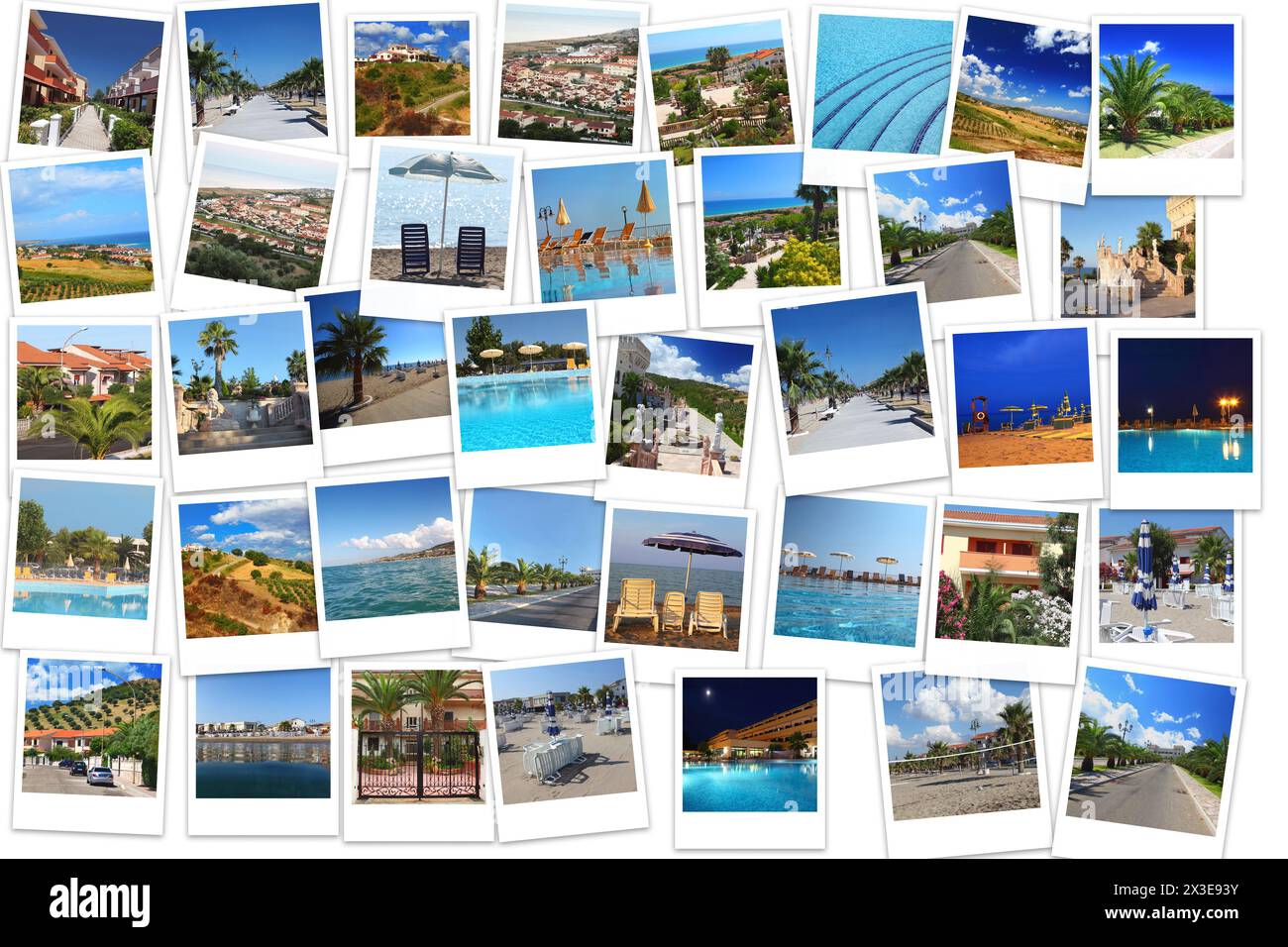 Collage with sea summer resort views - sunny Calabria, Italy Stock ...