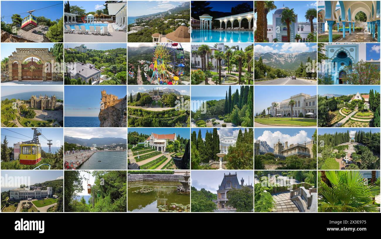 Collage with with sunny summer view of Crimea resort - Swallow Nest ...