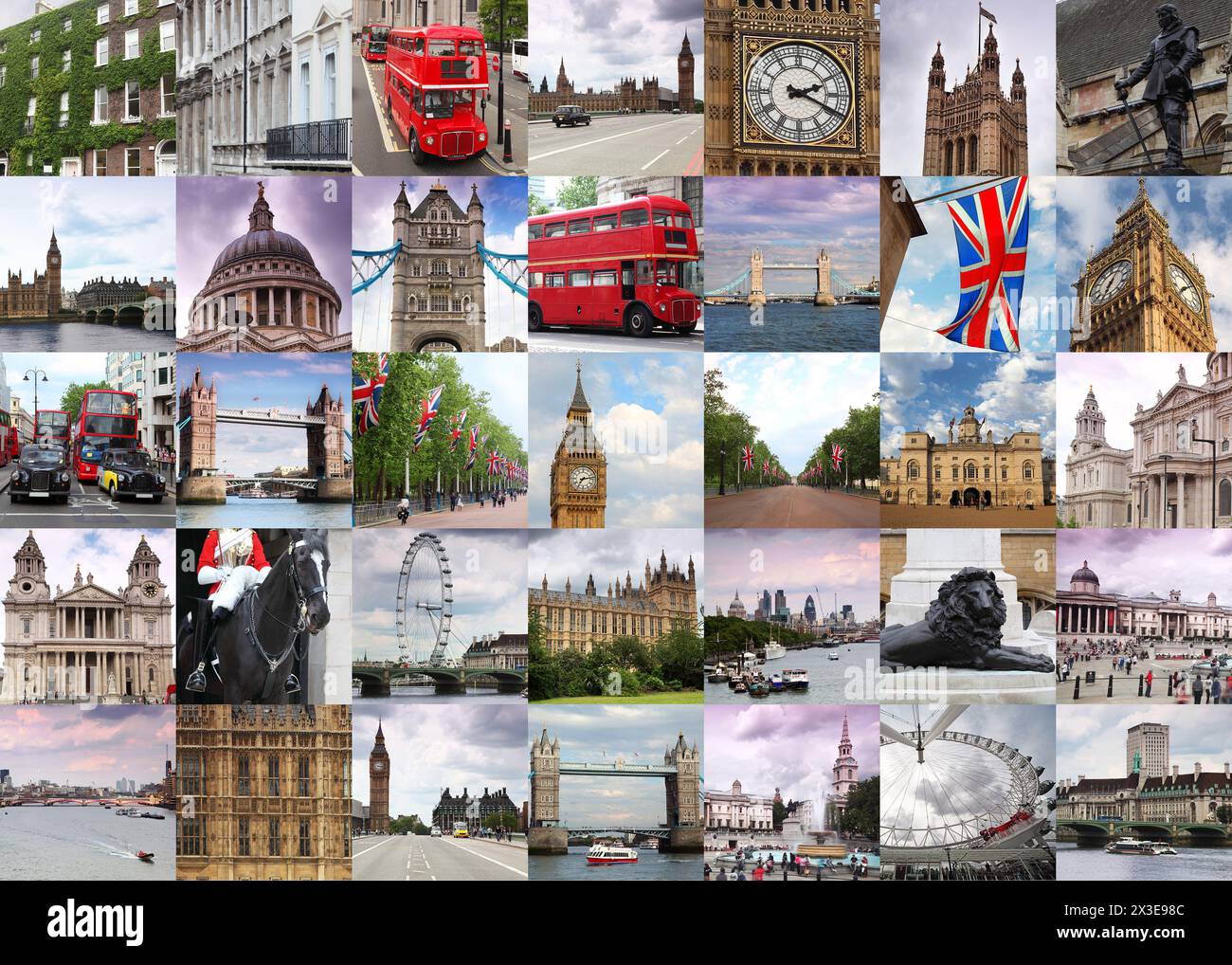Collage with London views - Tower Bridge, Big Ben, Westminster Palace ...