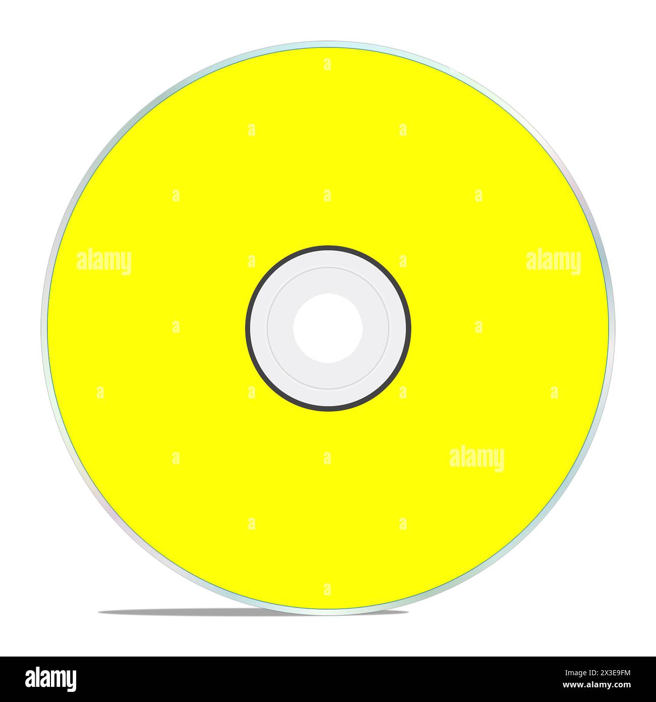 CD or DVD blank template yellow for presentation layouts and design. 3D rendering. Digitally ...