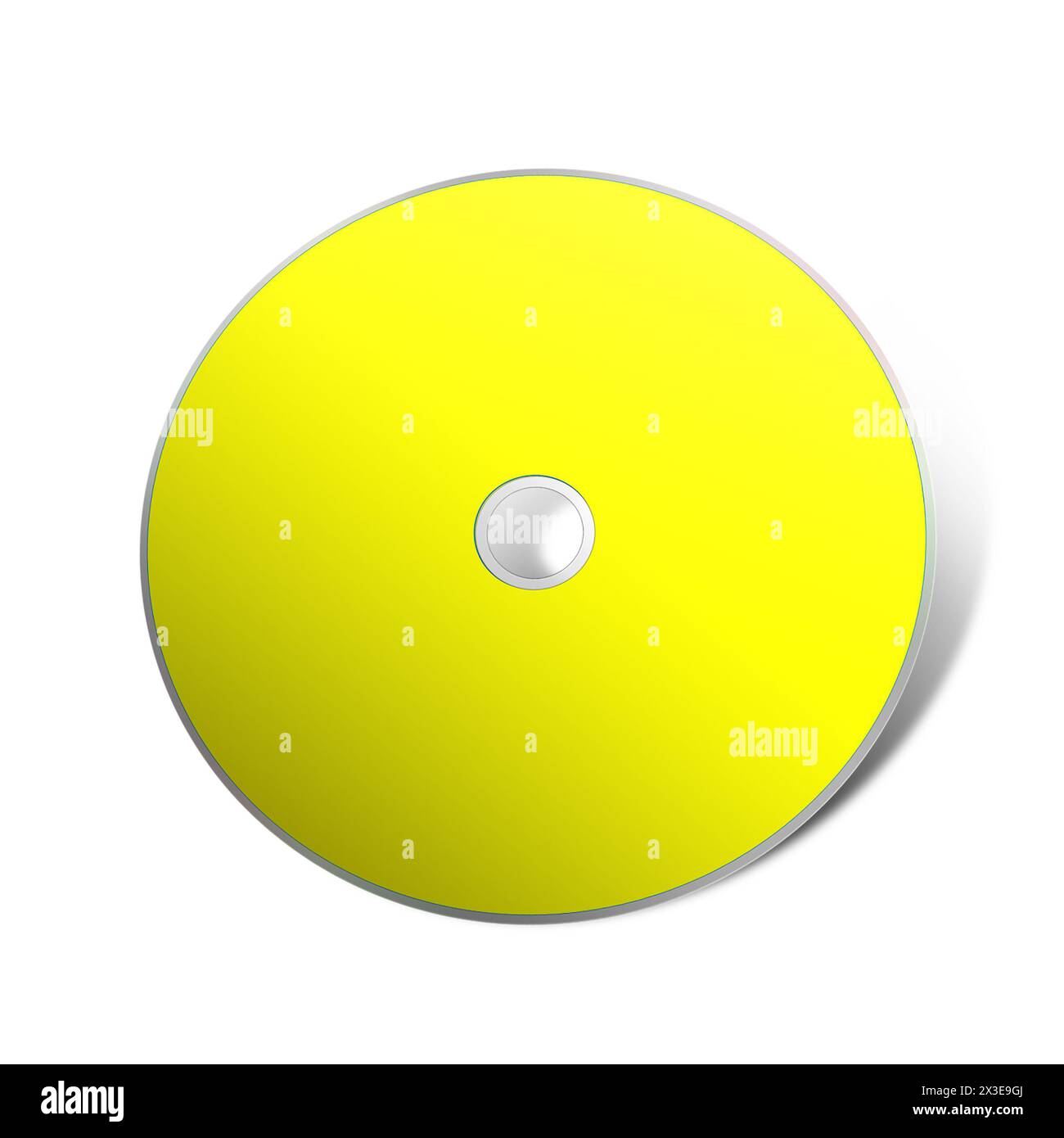 CD or DVD blank template yellow for presentation layouts and design. 3D rendering. Digitally ...