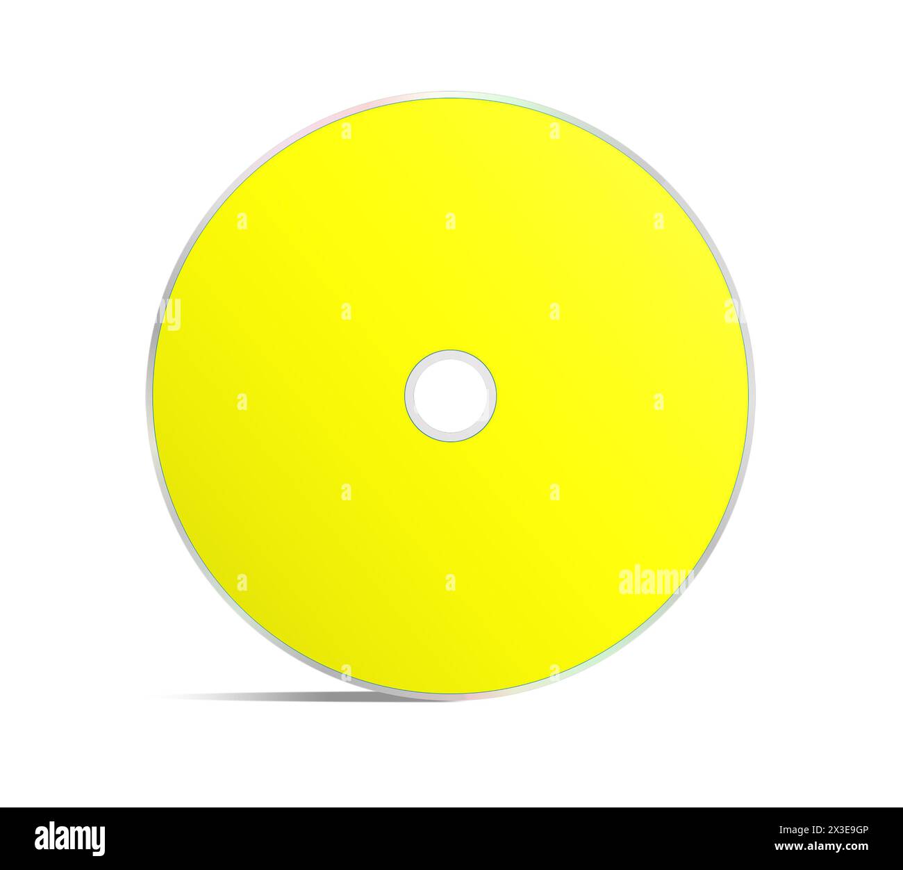 CD or DVD blank template yellow for presentation layouts and design. 3D rendering. Digitally ...