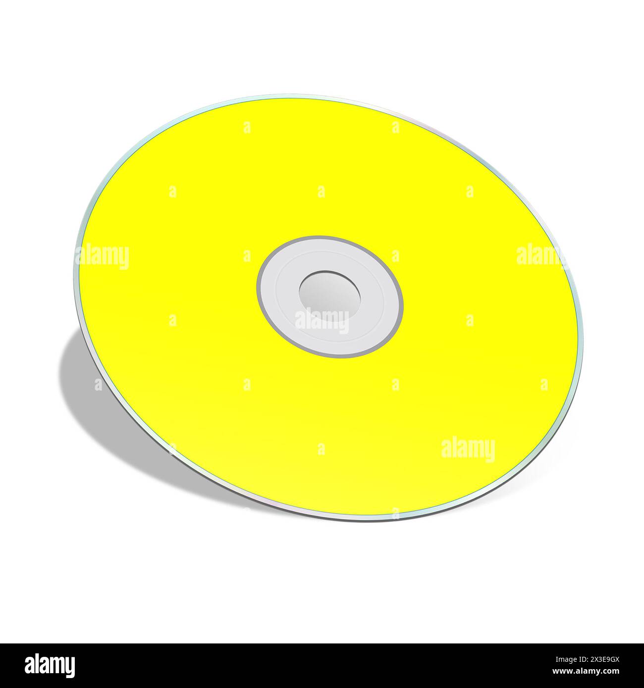 CD or DVD blank template yellow for presentation layouts and design. 3D rendering. Digitally ...