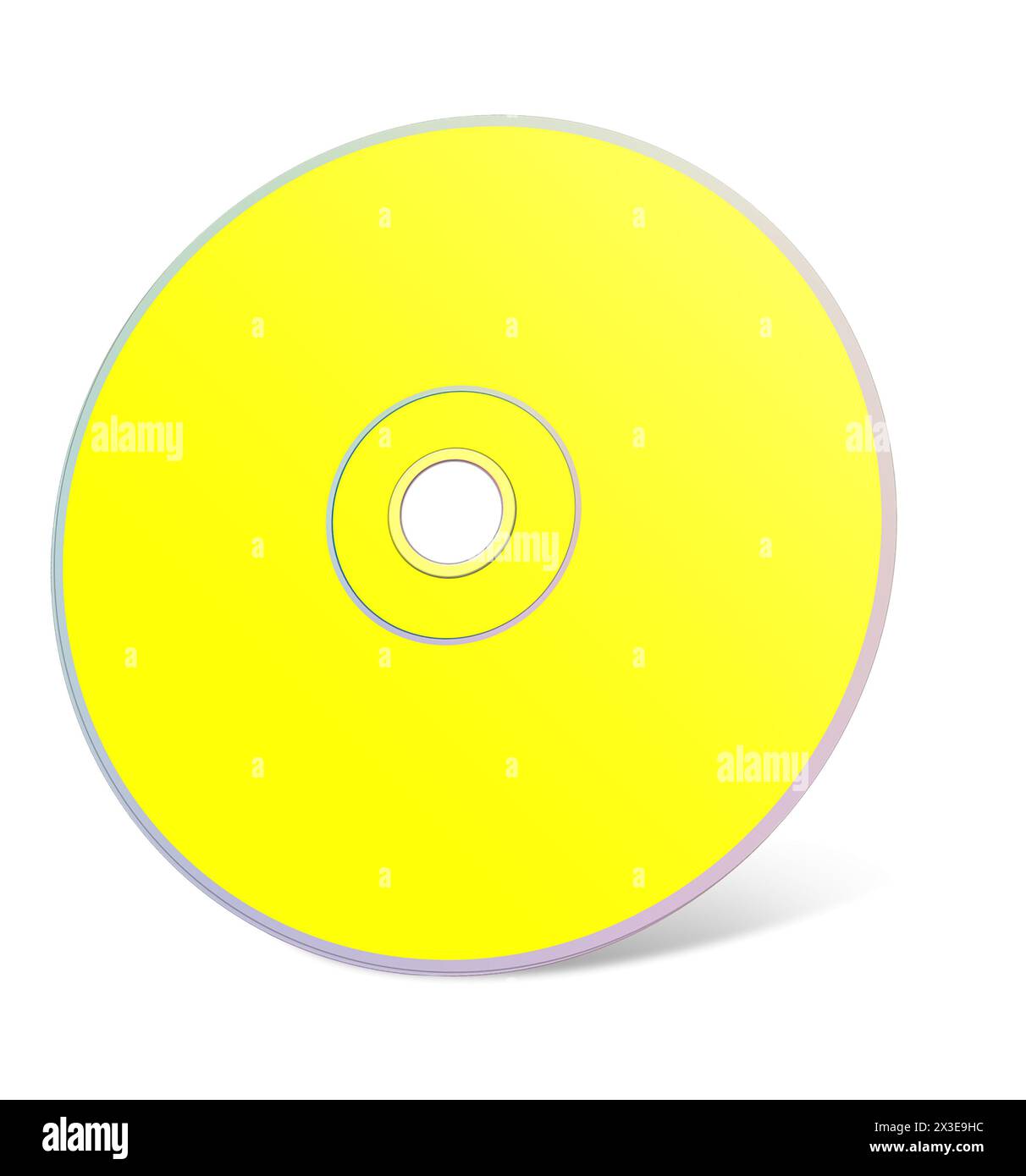 CD or DVD blank template yellow for presentation layouts and design. 3D rendering. Digitally ...