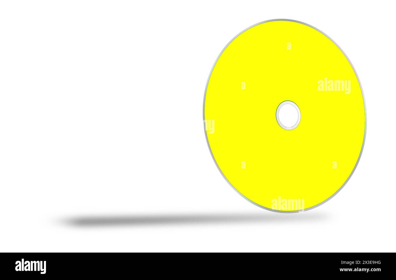 CD or DVD blank template yellow for presentation layouts and design. 3D ...