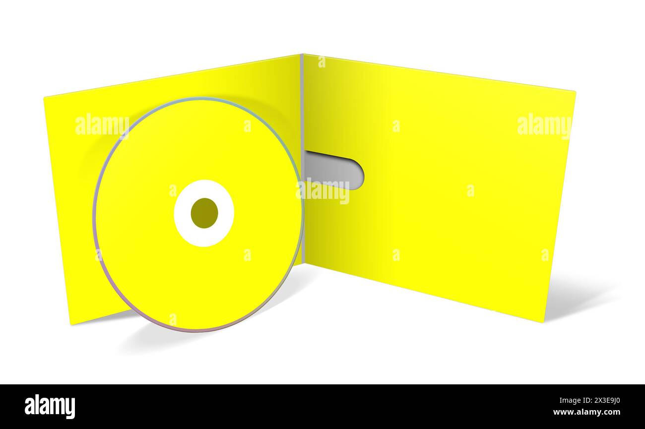 CD or DVD blank template yellow for presentation layouts and design. 3D ...
