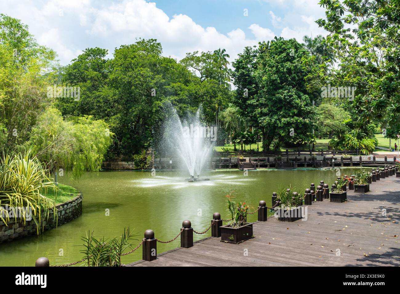Kuala Lumpur, Malaysia - March 4th 2018: A fountain in a lake ...