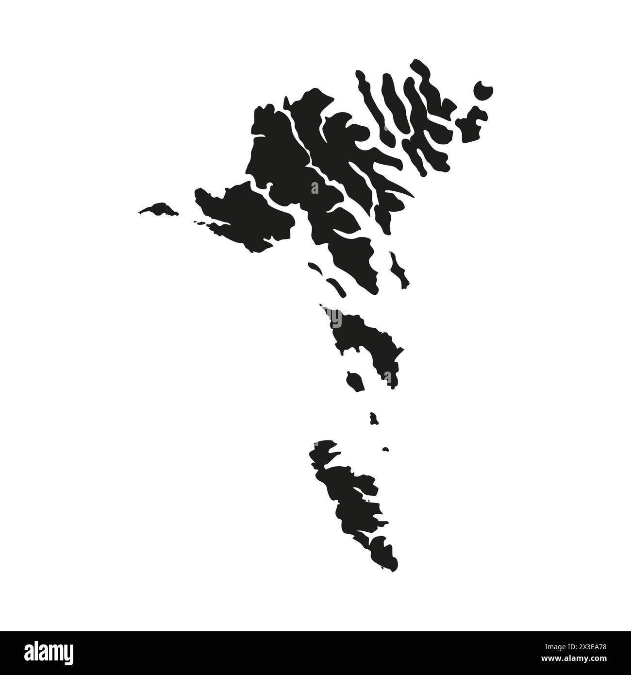Vector isolated simplified illustration icon with black silhouette of Faroe Islands map. White ...