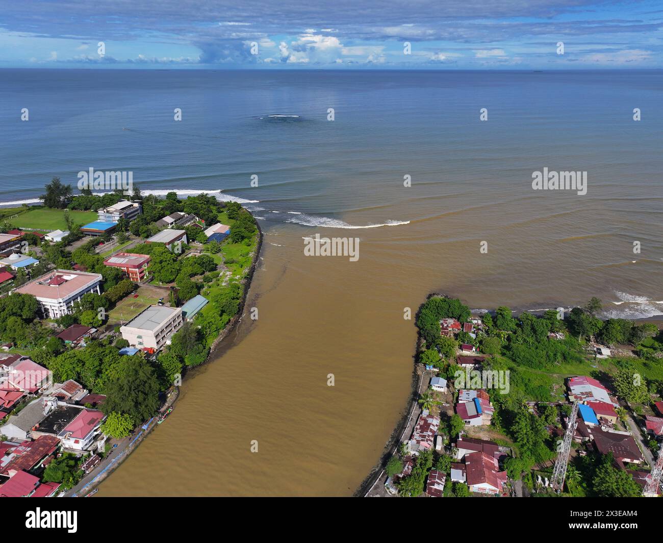 The final journey of the Tabing river in Padang City, West Sumatra ...