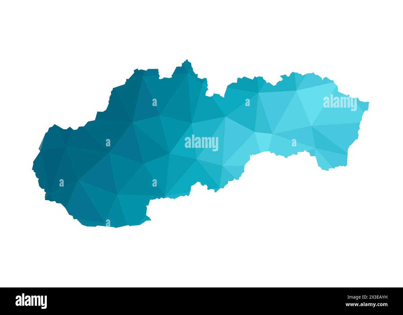 Vector illustration with simplified blue silhouette of Slovakia map ...