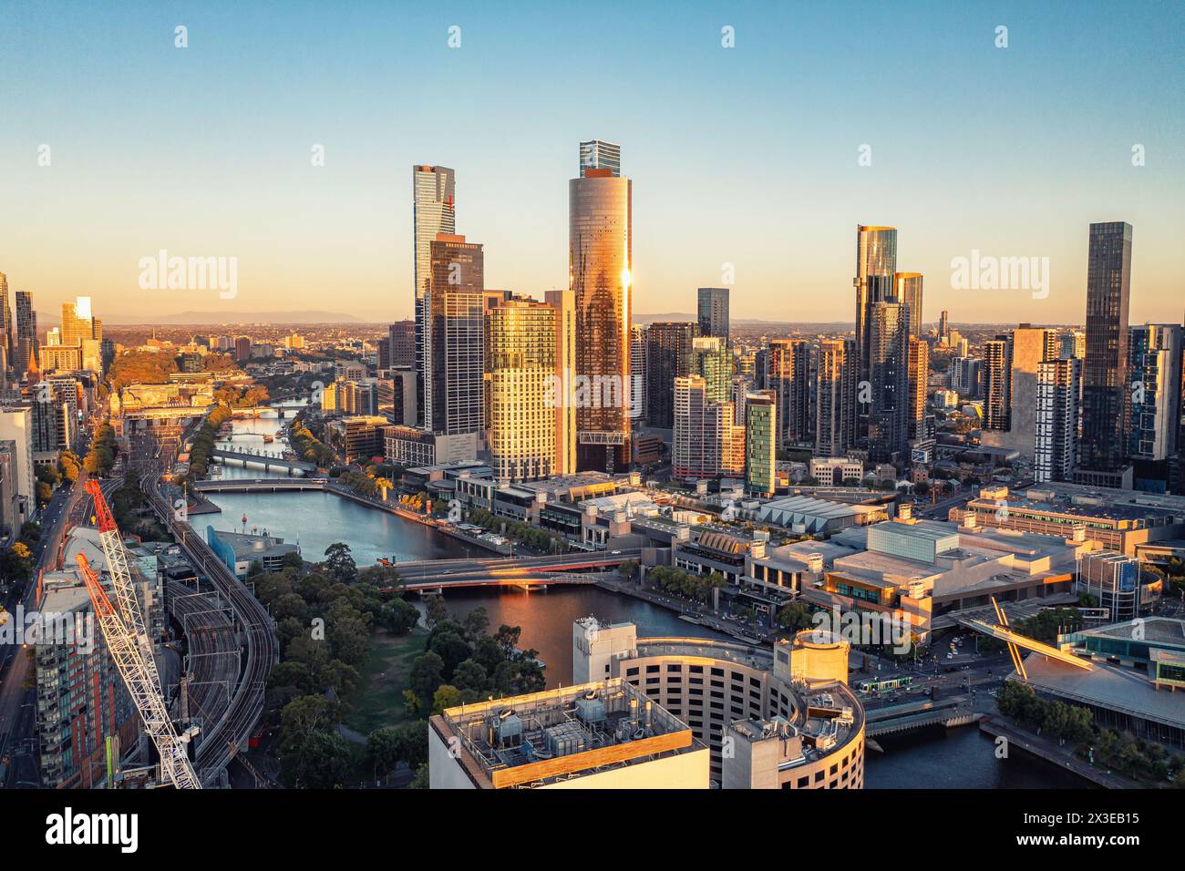 Panorama of downtown Melbourne from high point. Australia. Drone photo ...