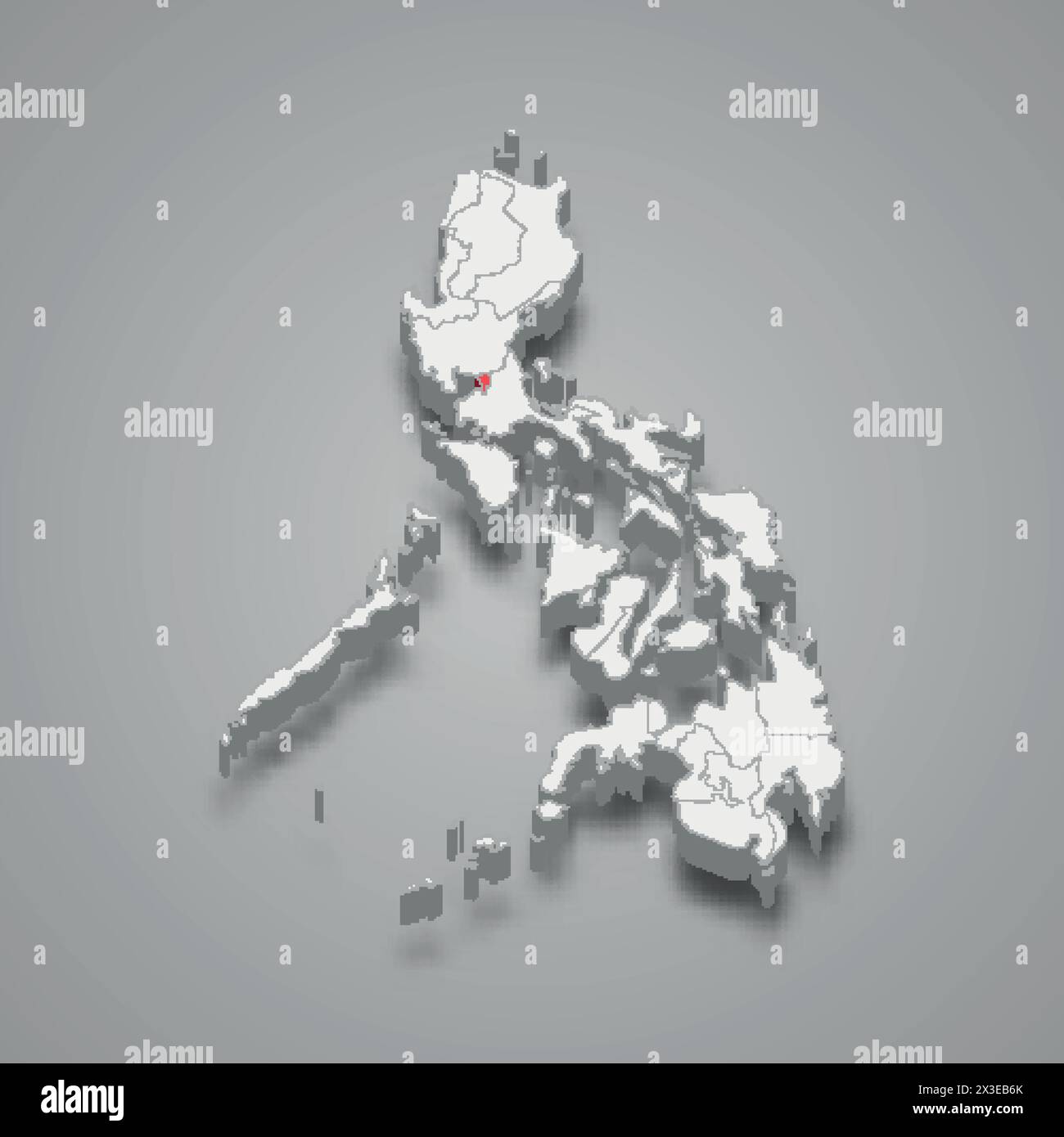 Metropolitan Manila region highlighted in red on a grey Philippines 3d ...