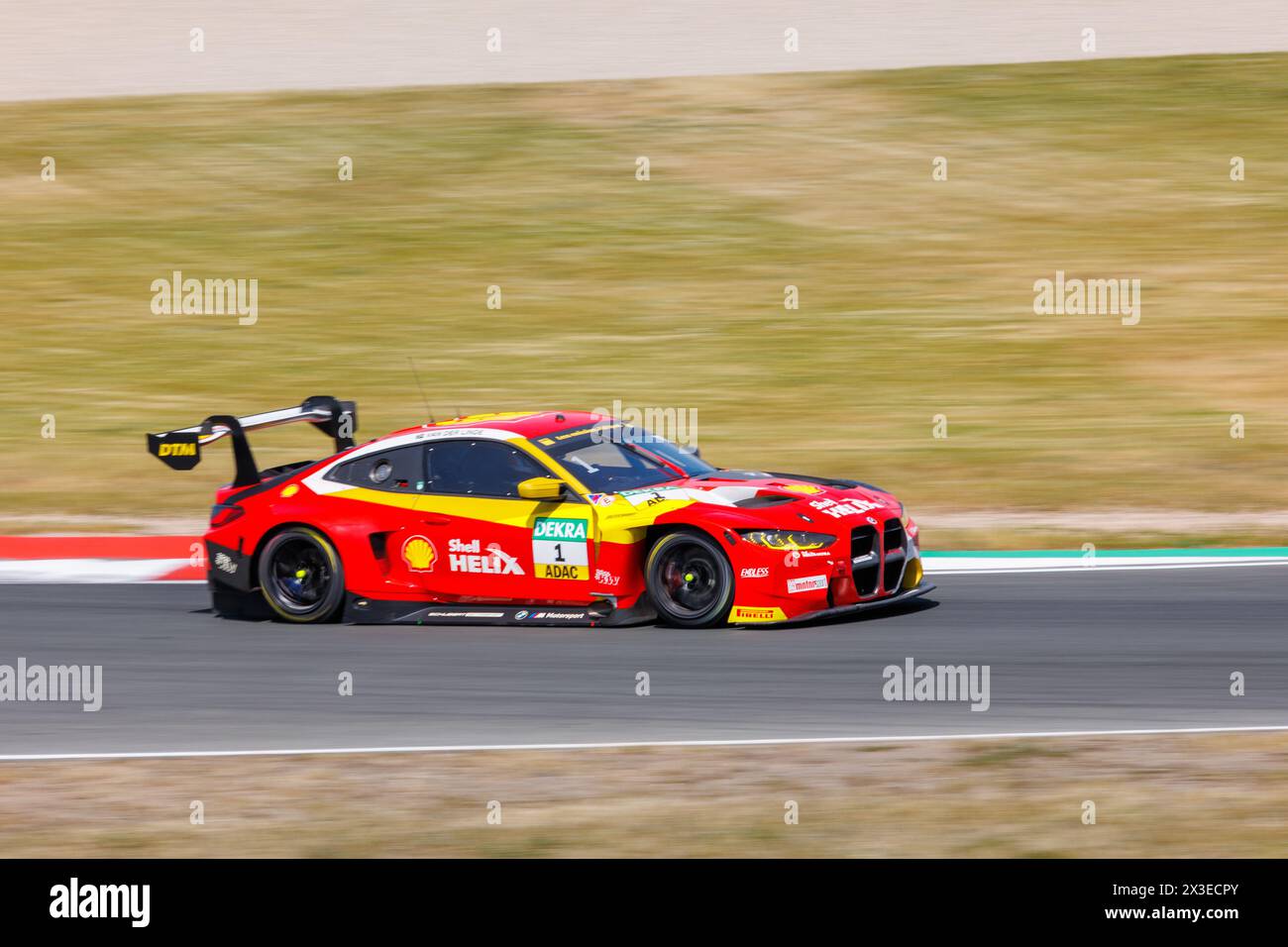 Oschersleben, Germany, May 28, 2023: Scenic motion blur view fast BMW ...