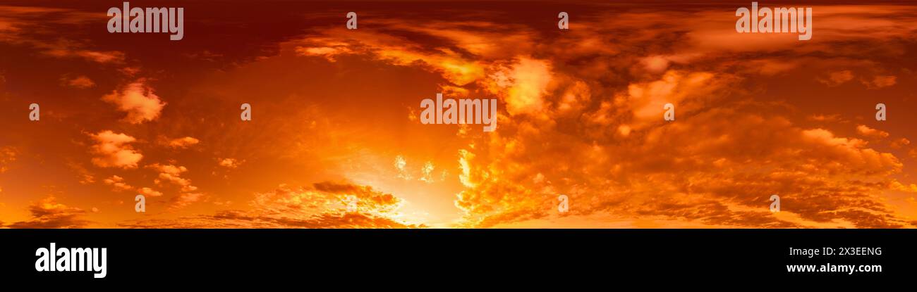 Golden glowing red orange overcast sunset sky 360 hdr panorama ...