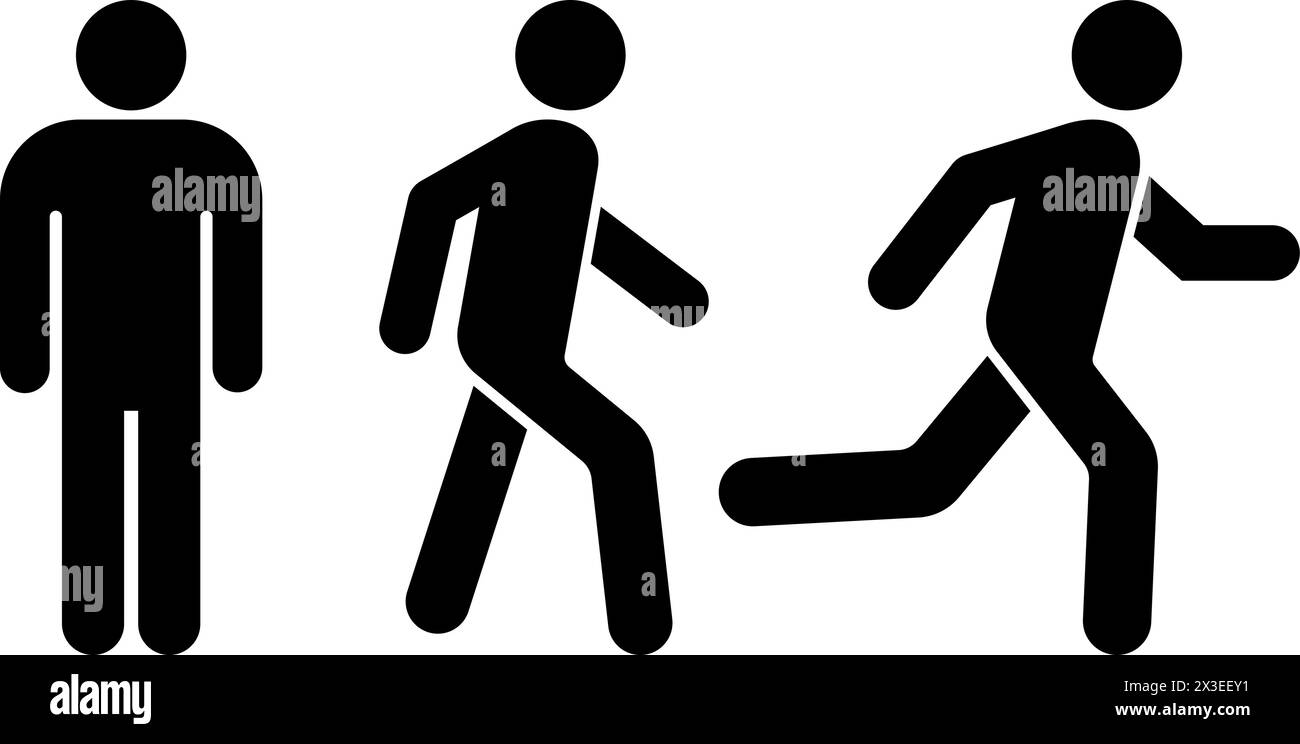 Set of icons of Man stands, walking and running Stock Vector Image ...