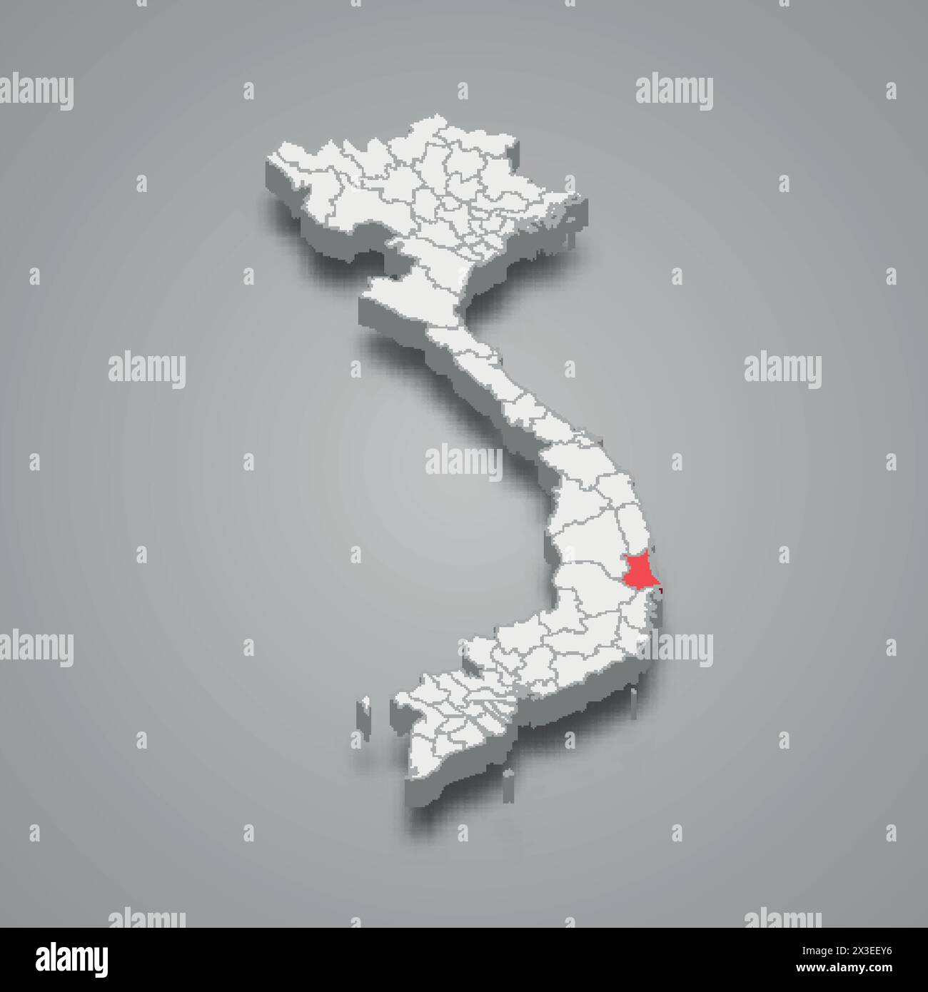 Phu Yen region highlighted in red on a grey Vietnam 3d map Stock Vector ...