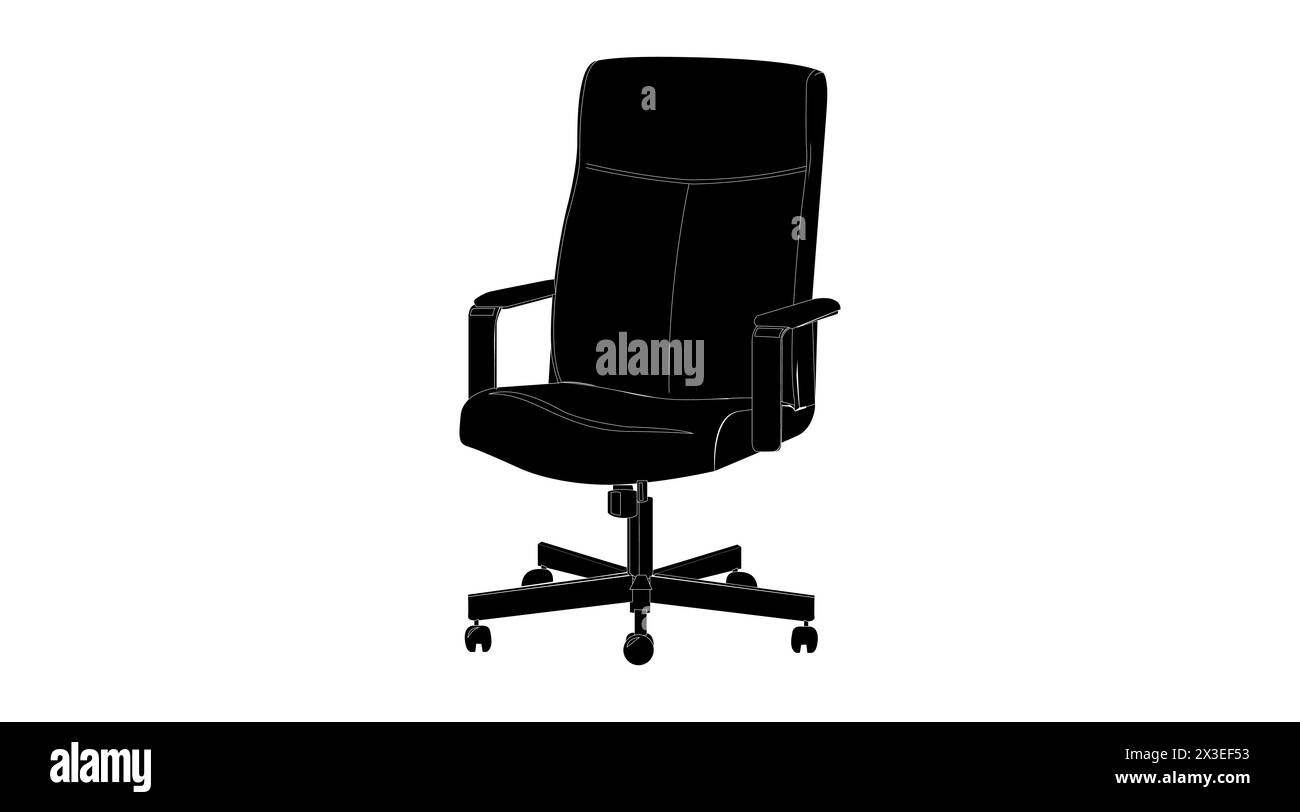 Swivell Chair Icon Set. Vector black and white editable icon or illustration Stock Vector Image ...