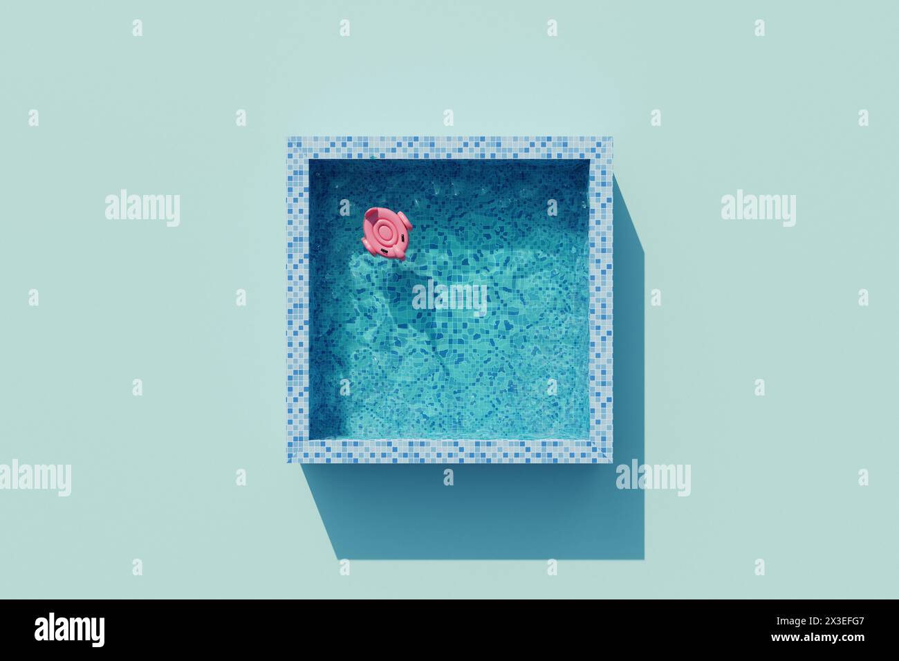 Flamingo floats in swimming pool. Summer swimming pool party. 3d render ...