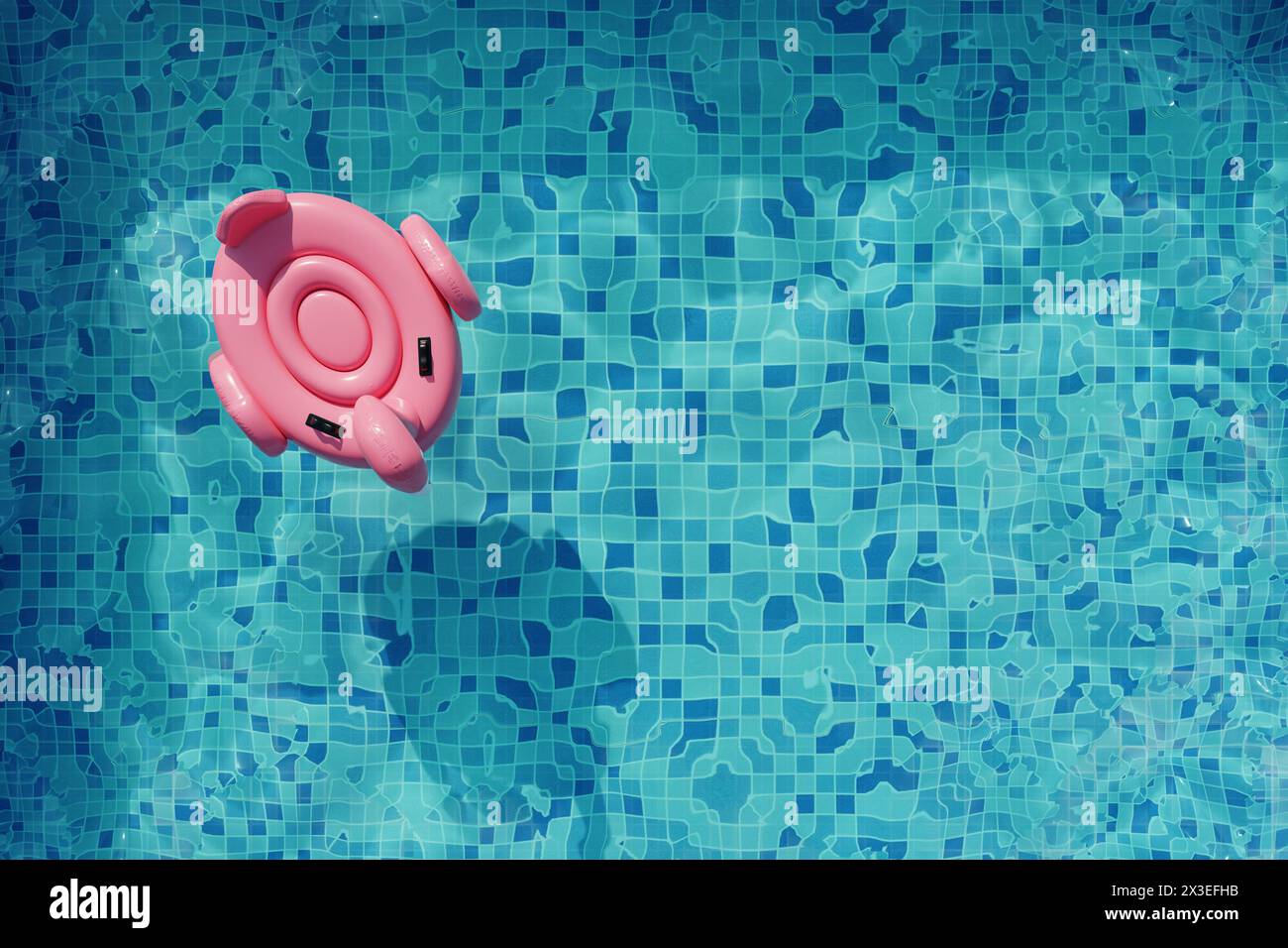 Flamingo floats in swimming pool. Summer swimming pool party. 3d render ...