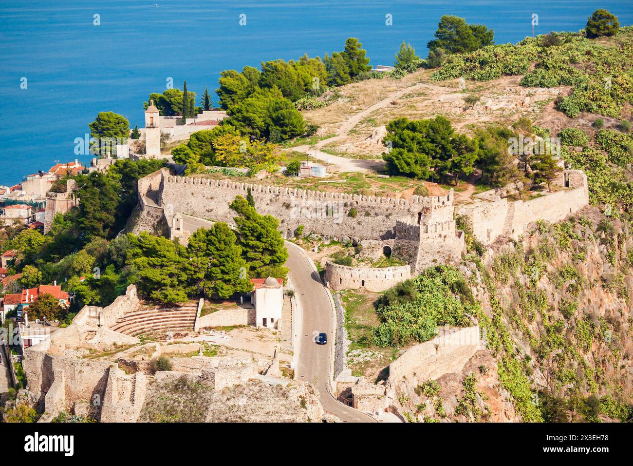 Nafplio old city fortress walls in the Peloponnese region of southern ...