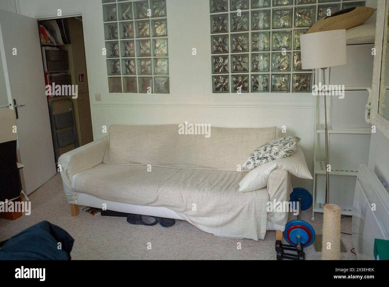 Paris, France, Empty Home Living Room Couch, in Apartment Building ...