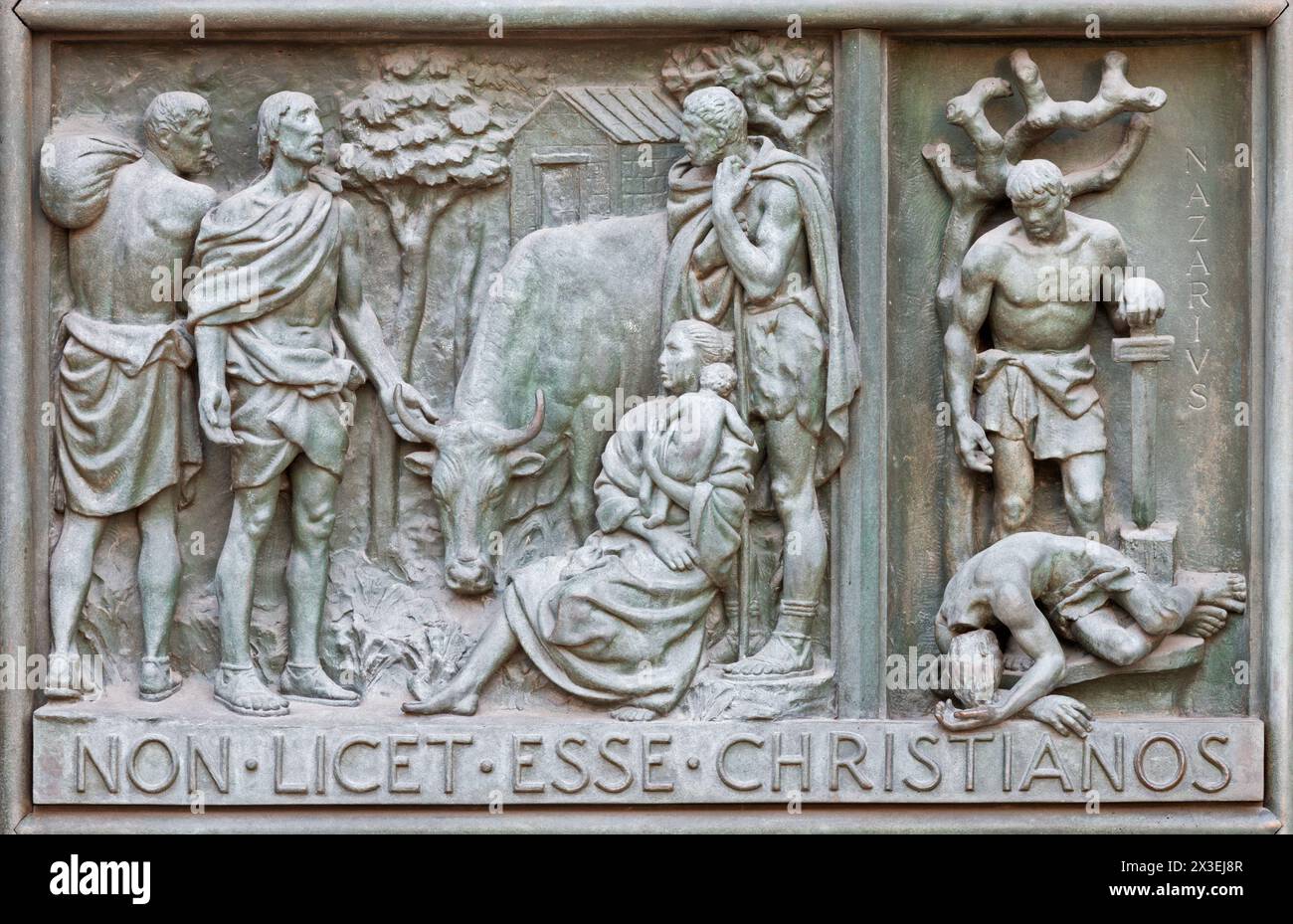 MILAN, ITALY - SEPTEMBER 16, 2024: The relief of Martyrdom of St ...