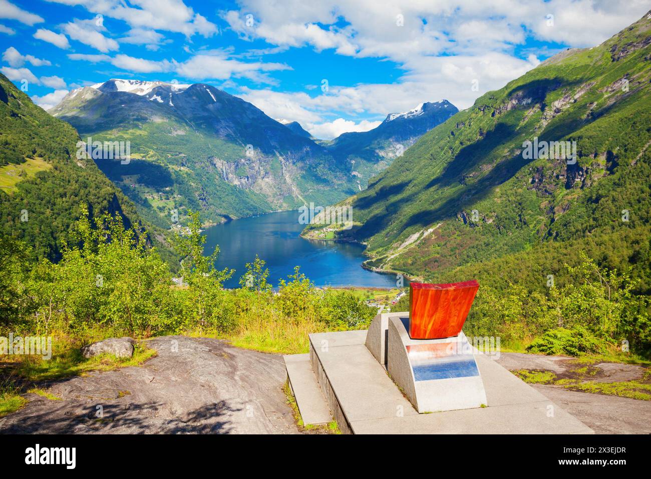Queen Sonja of Norway throne at Flydalsjuvet viewpoint at ...