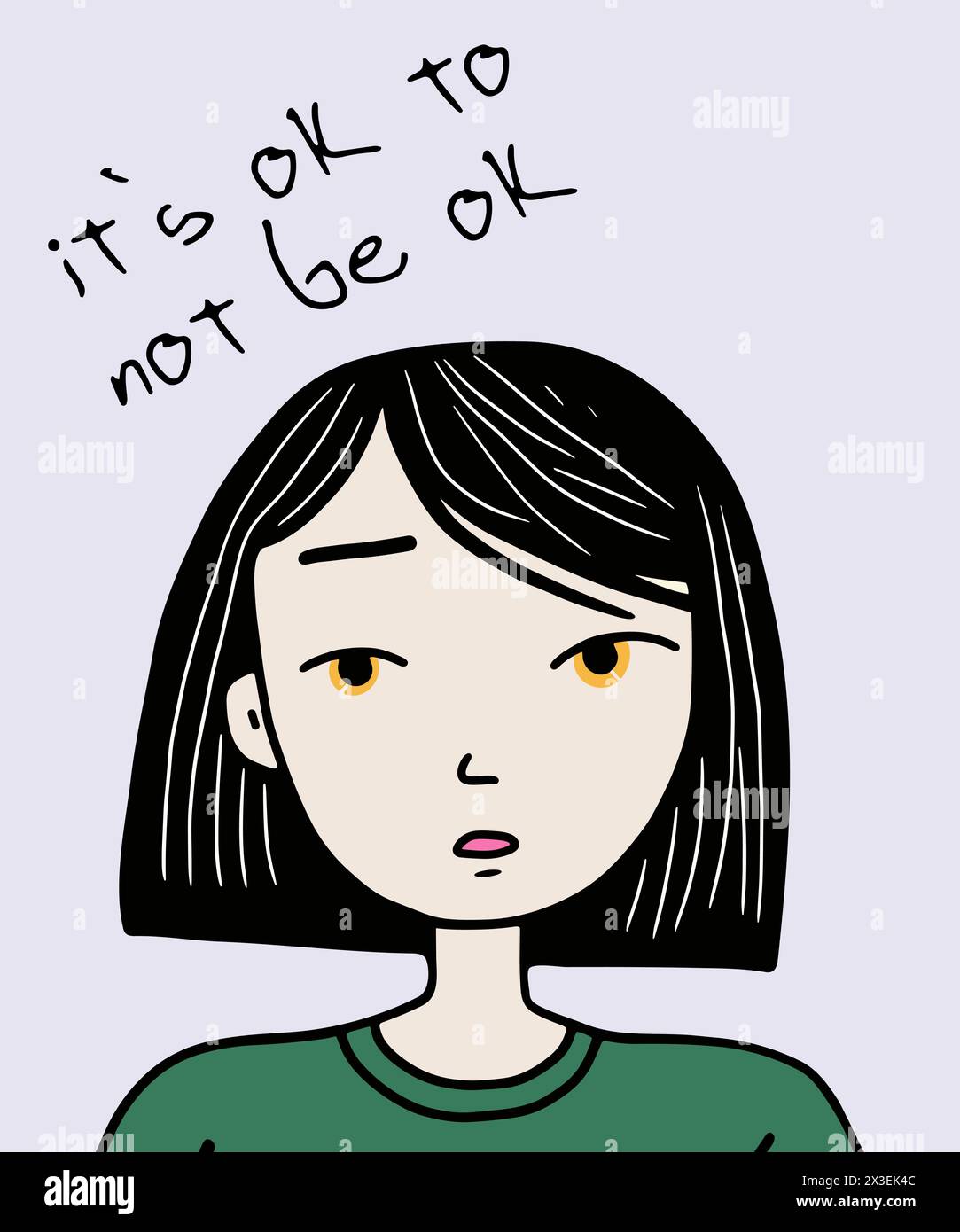 Poster with sad young woman and text - its ok to not be ok Stock Vector ...