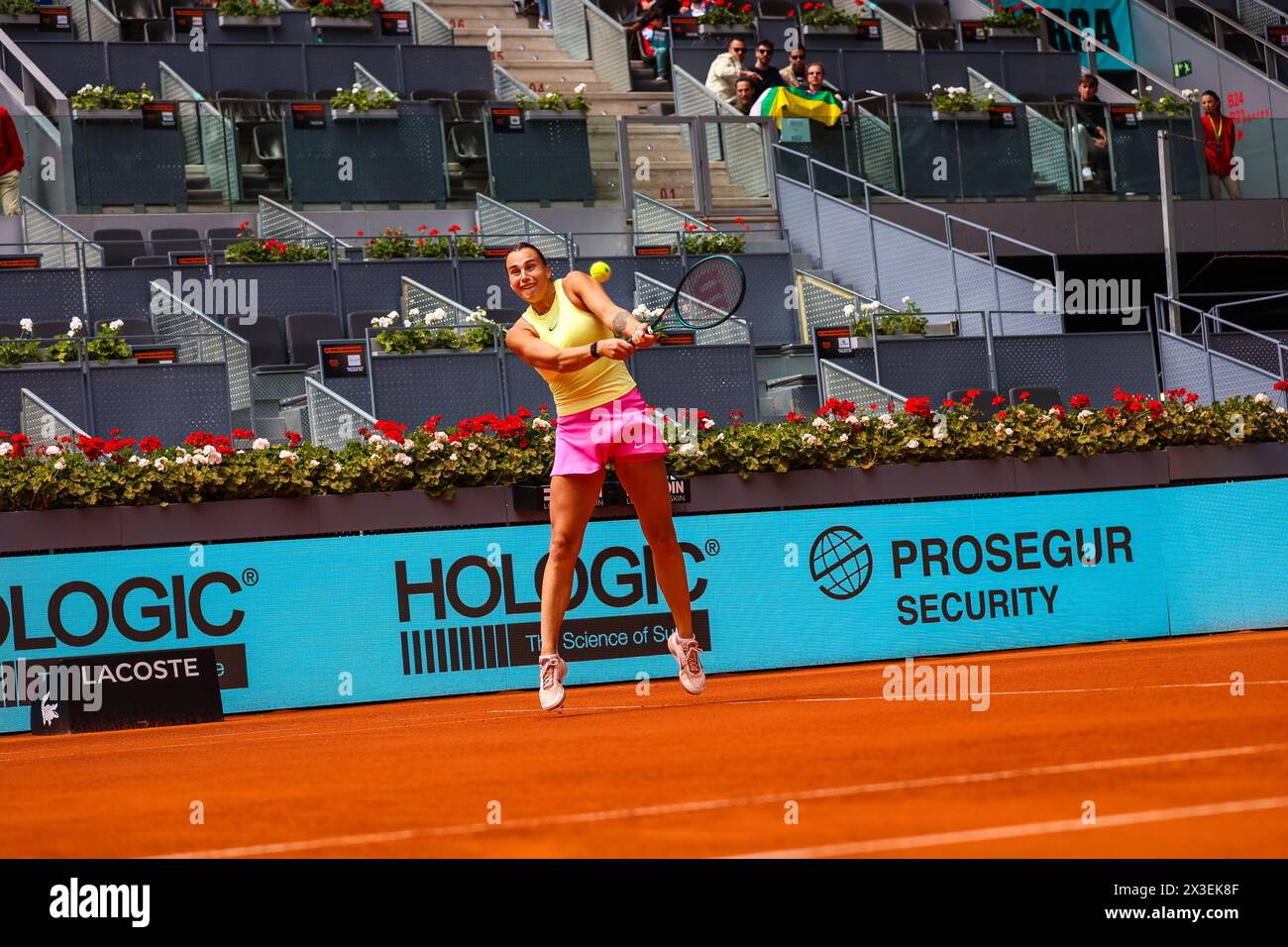 Spain - 26 Apr 2024 Aryna Sabalenka of Belarus plays against Magda Linette of Poland on Day Five ...