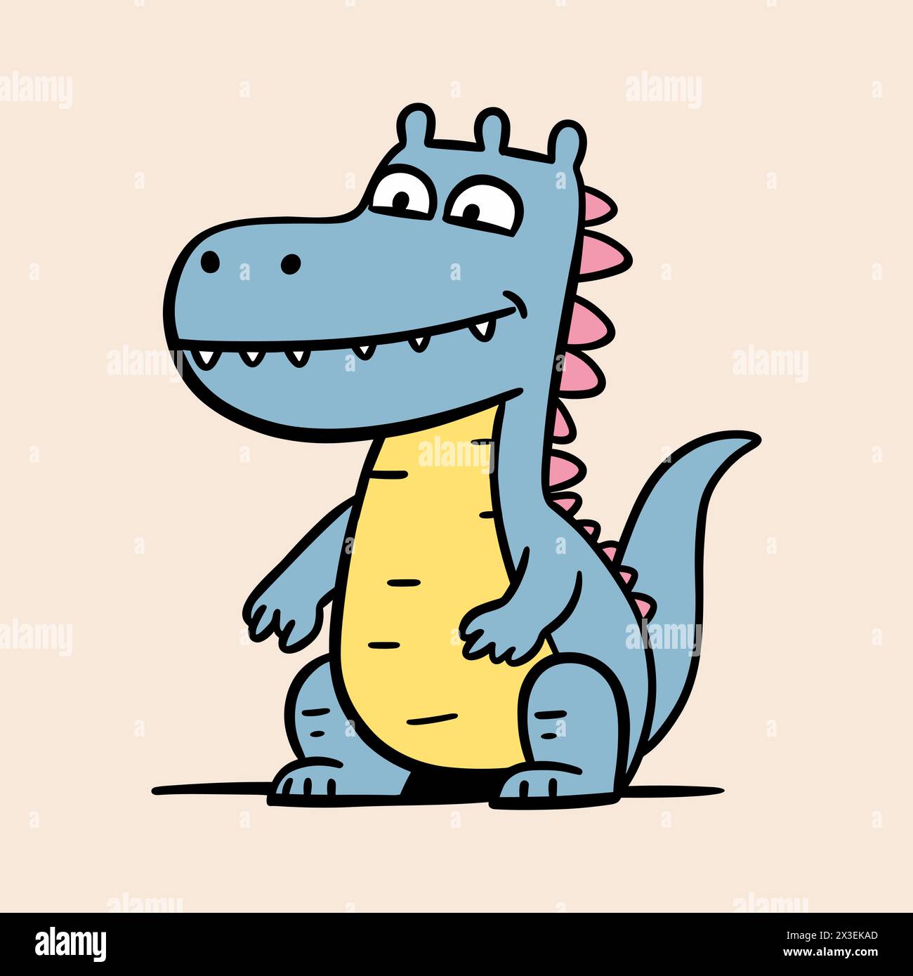 Happy cartoon dinosaurs on beige background. Friendly dino for kids ...