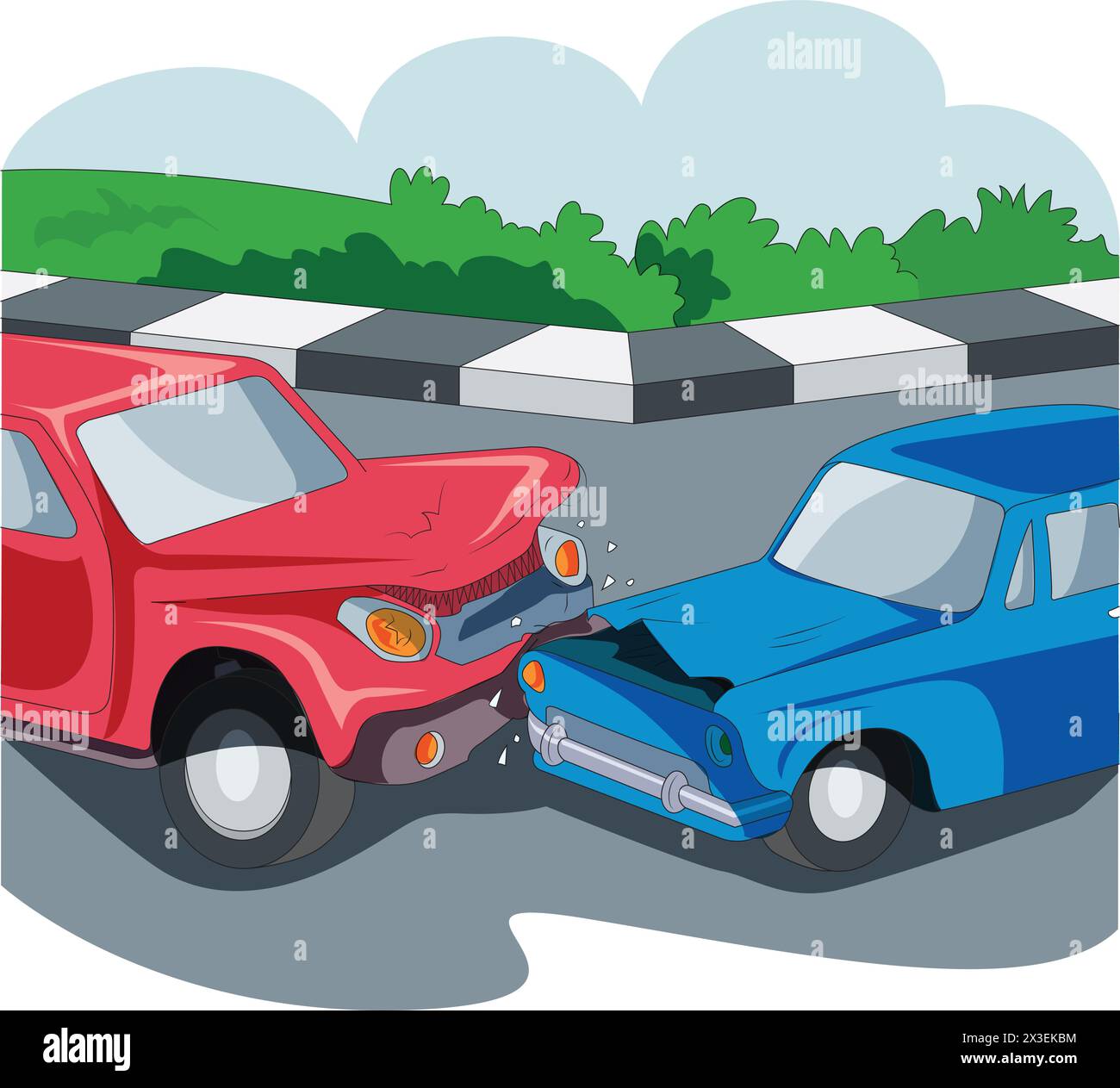 Car Accident Damage on the Road Vector Illustration Stock Vector Image ...