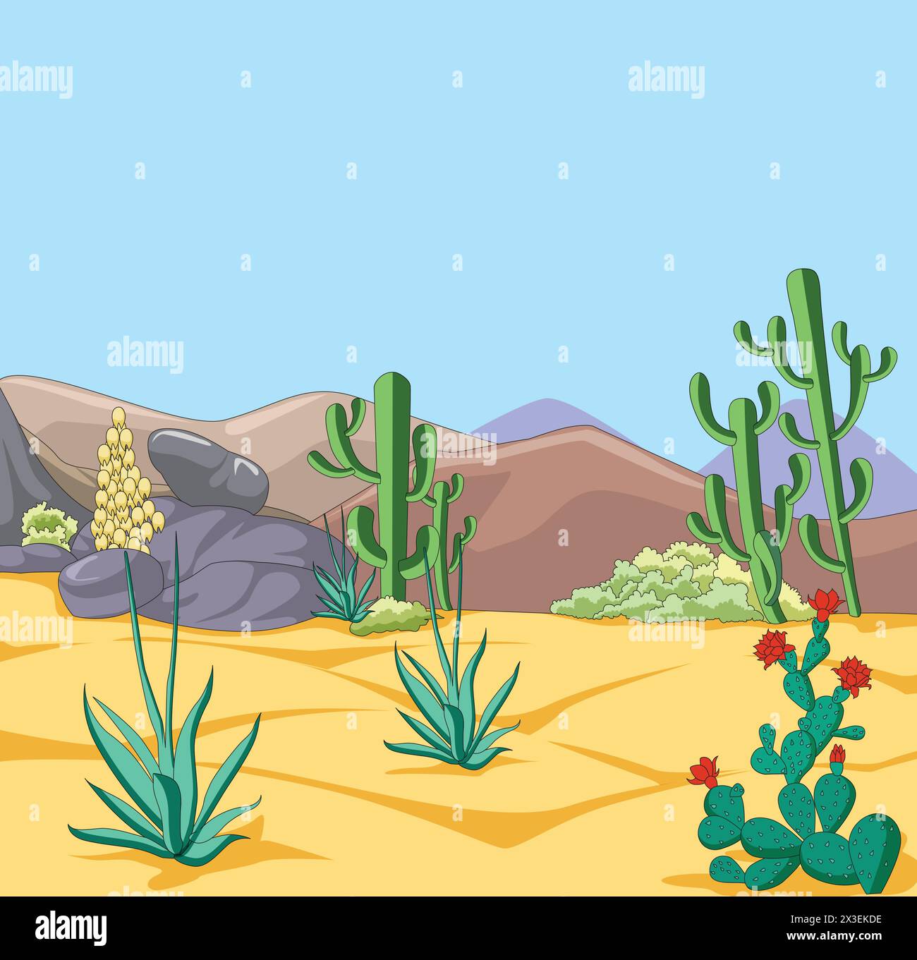 Desert cactus landscape in Stock Vector Images - Alamy