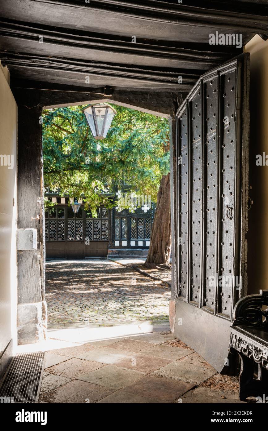 View through large doorway to courtyard at Speke Hall, Grade I listed ...