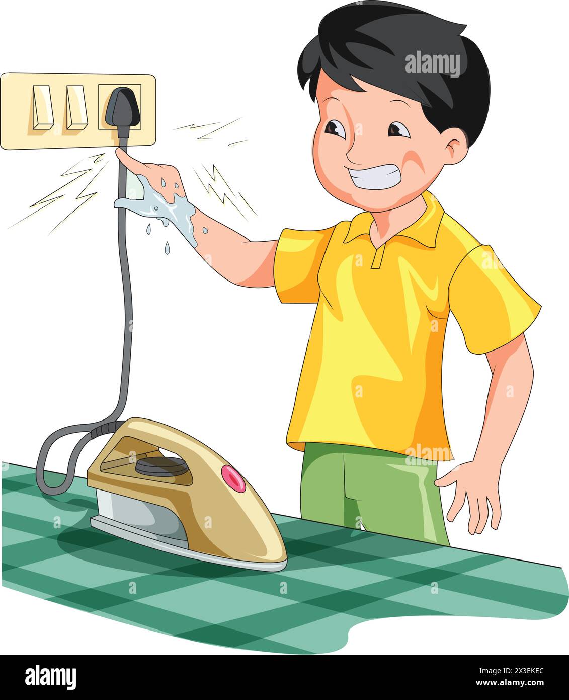 Child Playing with Electrical Appliance Vector Illustration Stock ...