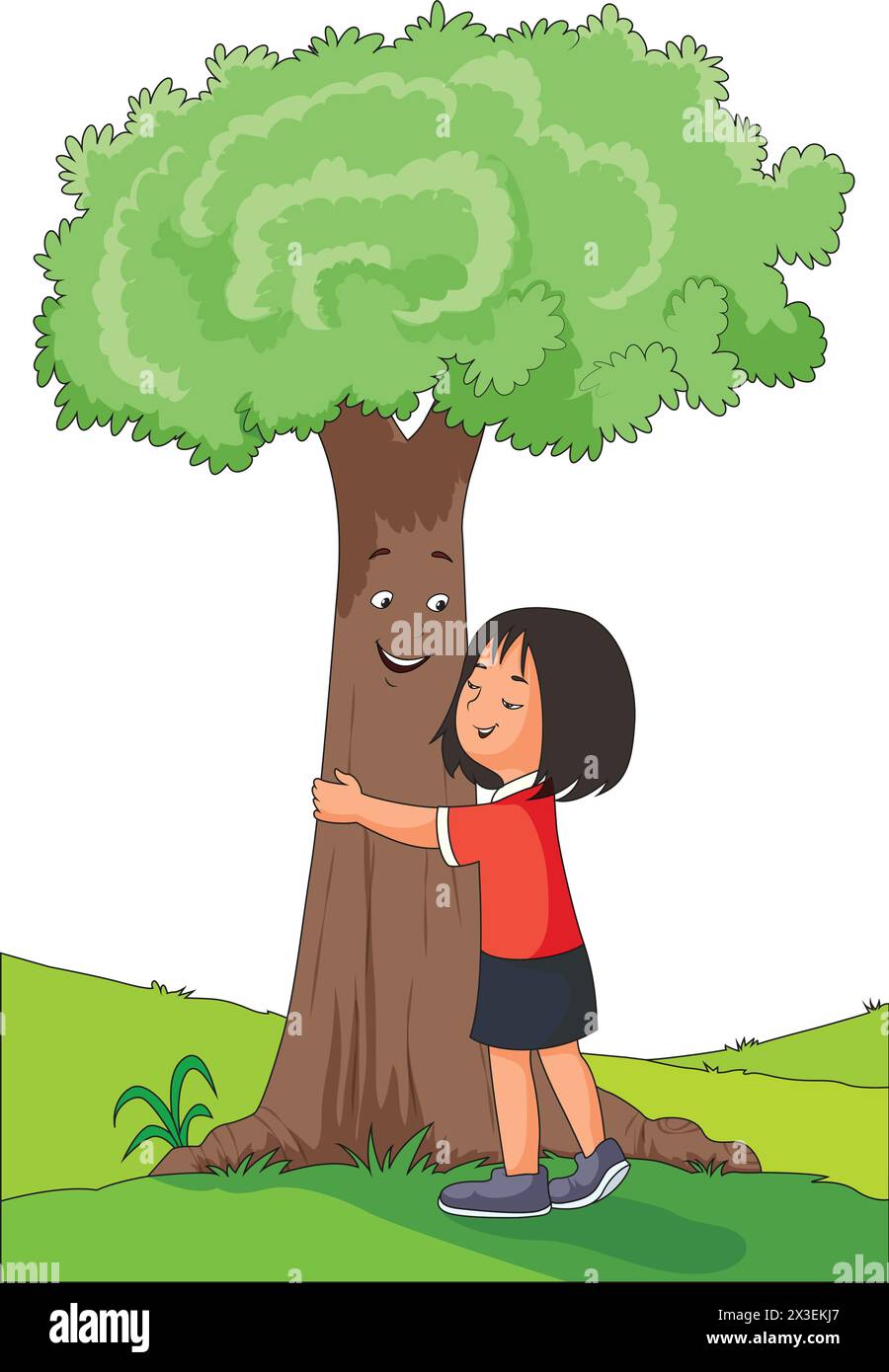 Cute girl saving trees vector illustration Stock Vector Image & Art - Alamy