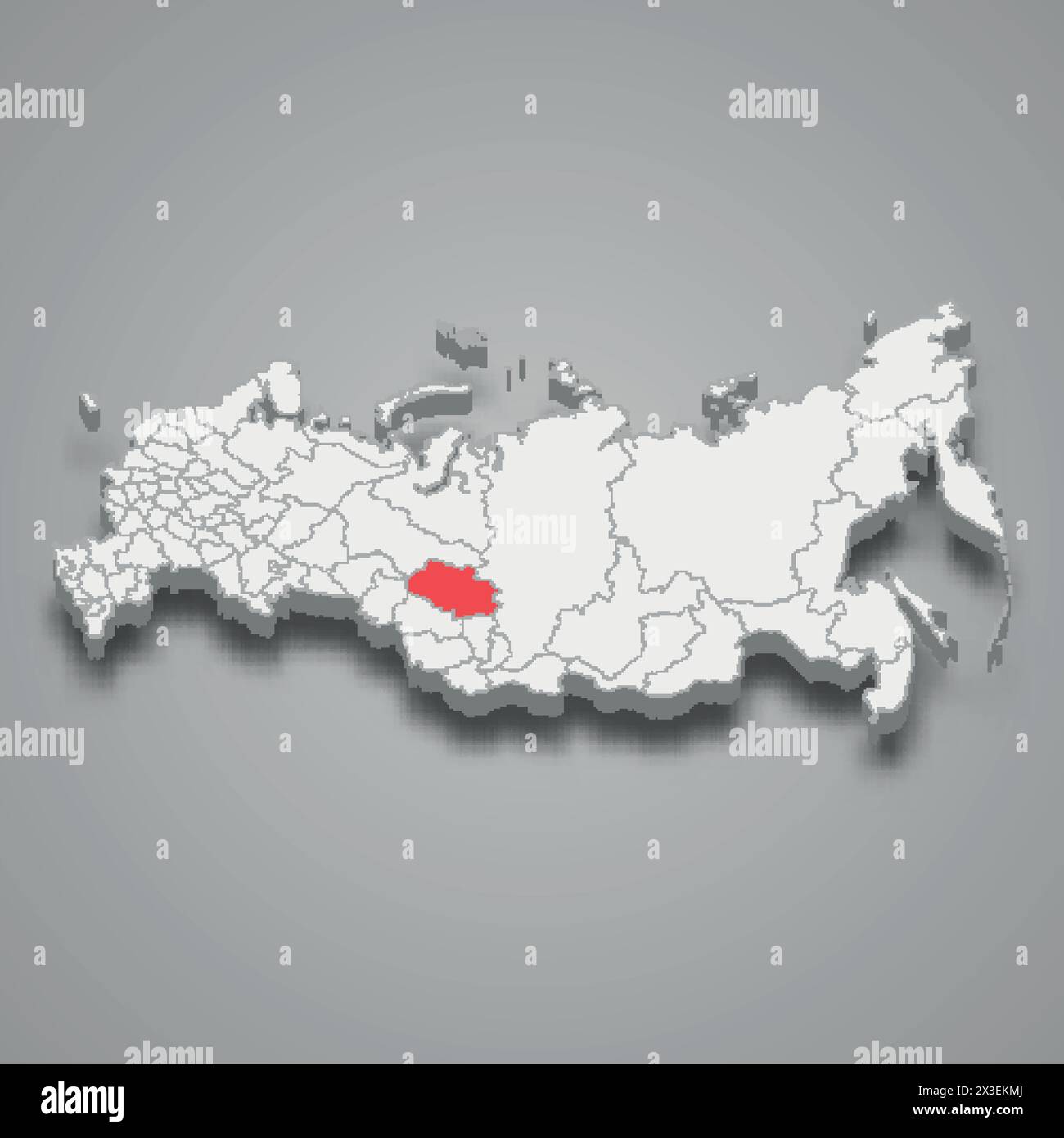 Tomsk region highlighted in red on a grey Russia 3d map Stock Vector ...
