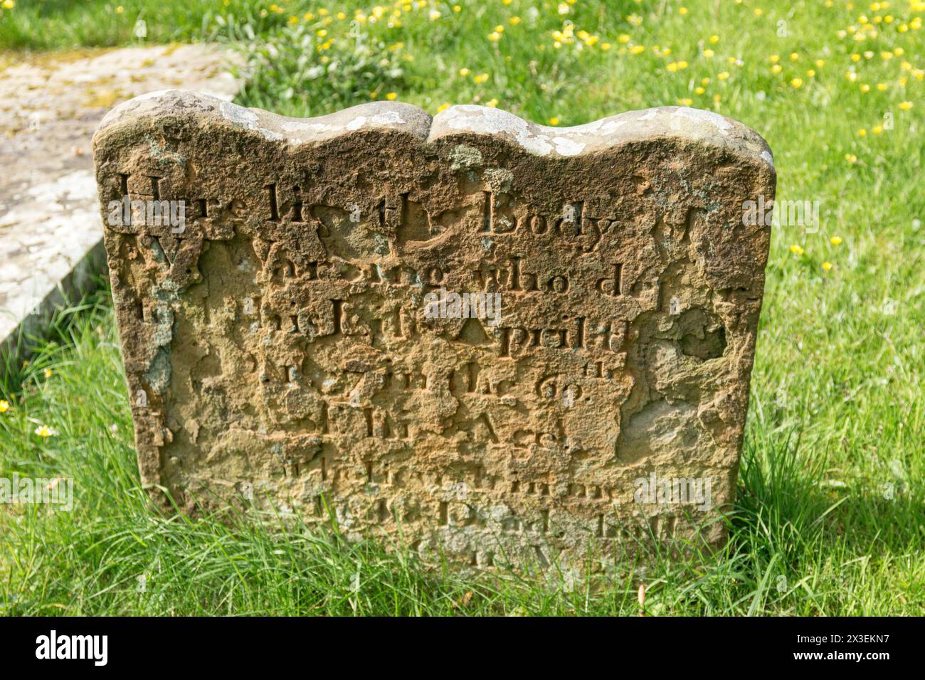 Crumbling gravestone. St. Mary's Church, Goosnargh, Lancashire Stock ...