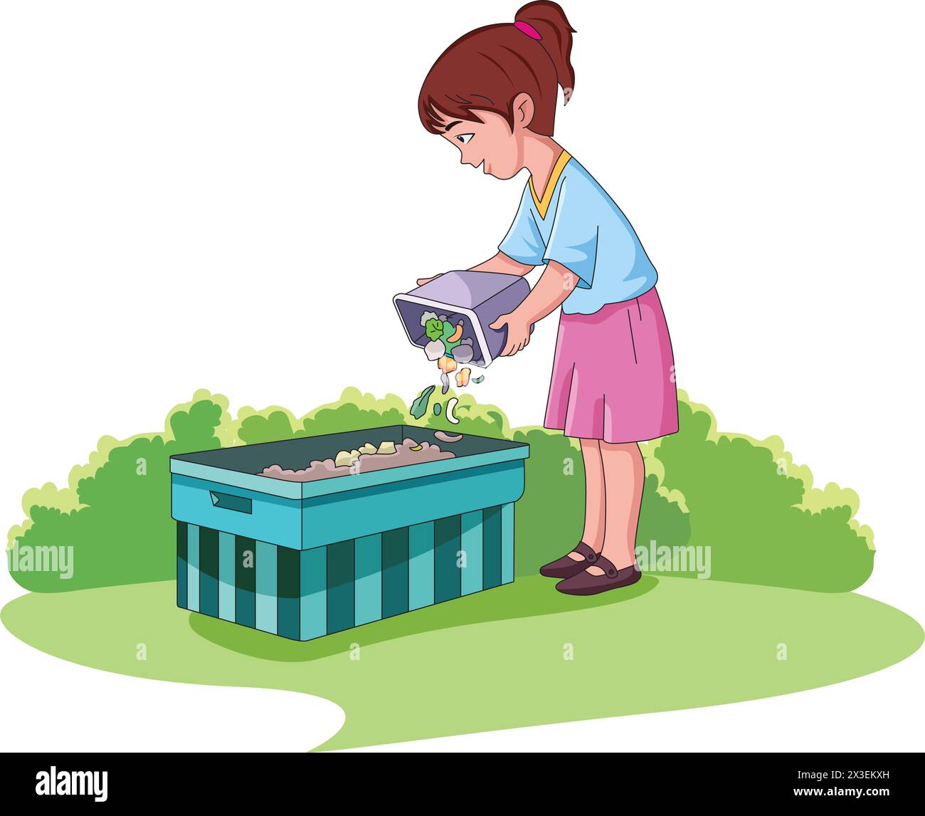 Girl throwing garbage vector illustration Stock Vector Image & Art - Alamy
