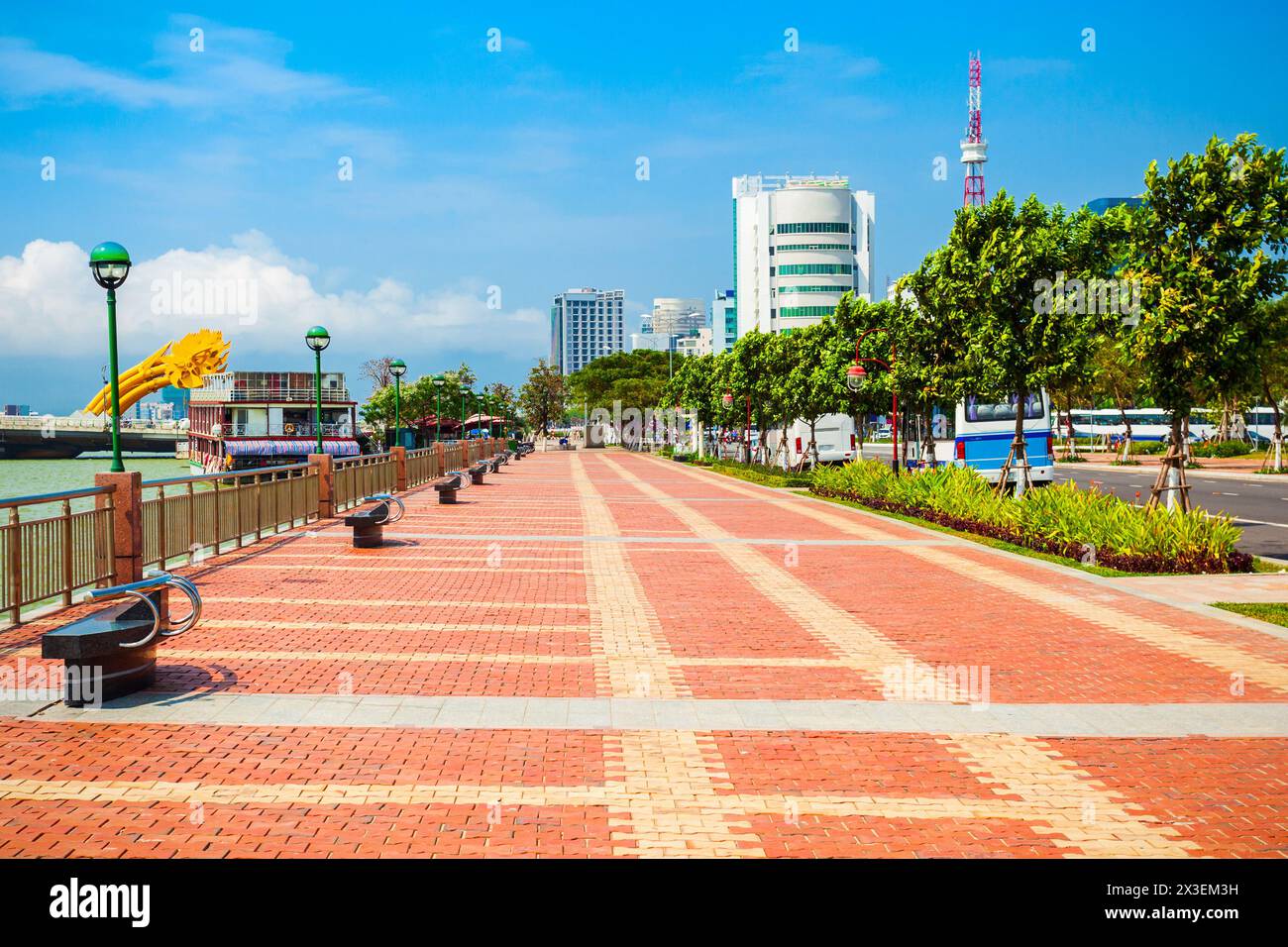 Riverfront promenade in Danang city in Vietnam Stock Photo - Alamy