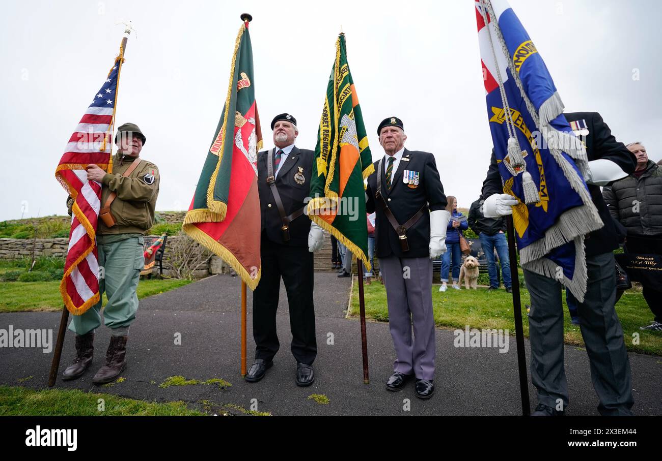 Standard bearers get into position ahead of a wreath laying service at ...