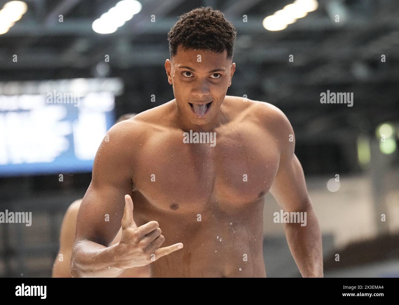 Berlin, Germany. 26th Apr, 2024. Swimming: German Championship, decision, 100 breaststroke men ...