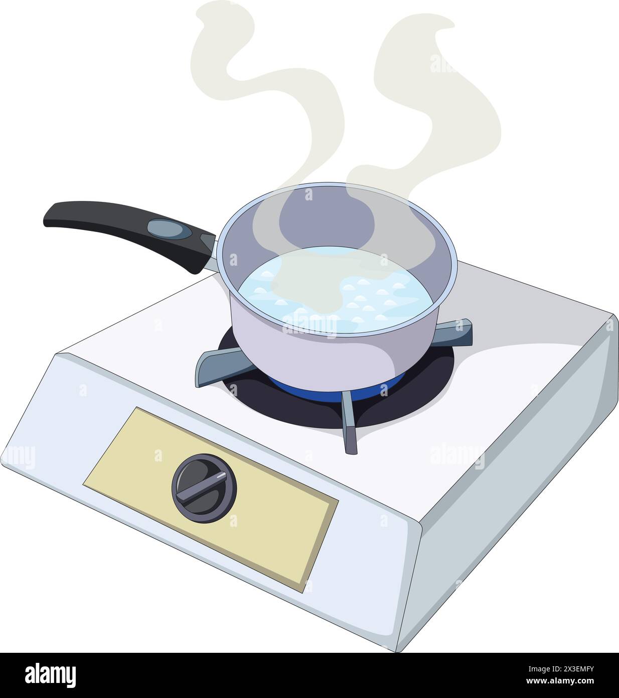 Isolated Water Boiling on Gas Stove Graphic Vector Illustration Stock ...